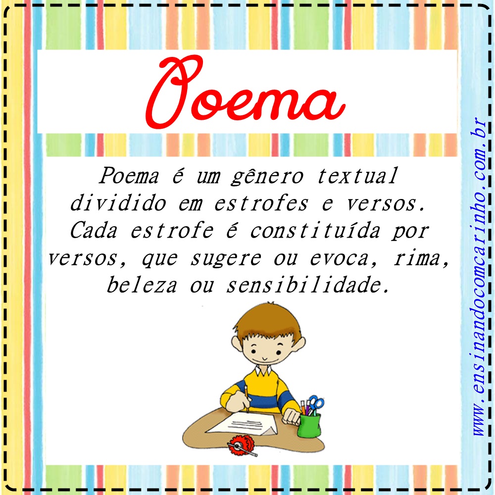 Cartazes lúdicos dos gêneros textuais com suas definições