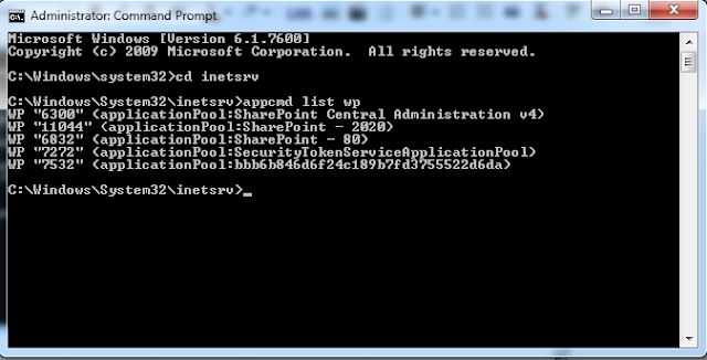 Me & My SharePoint: AppCMD "ERROR ( message:The WAS service is not ...