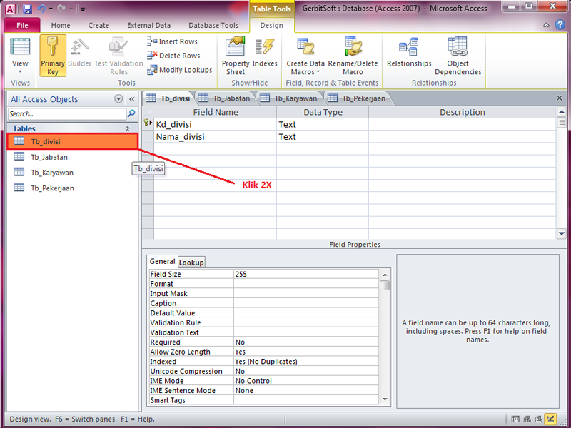 Cara Membuat Database dengan Microsoft Access 2010 ~ Gerbitorial | Tutorial Seputar Dunia Komputer