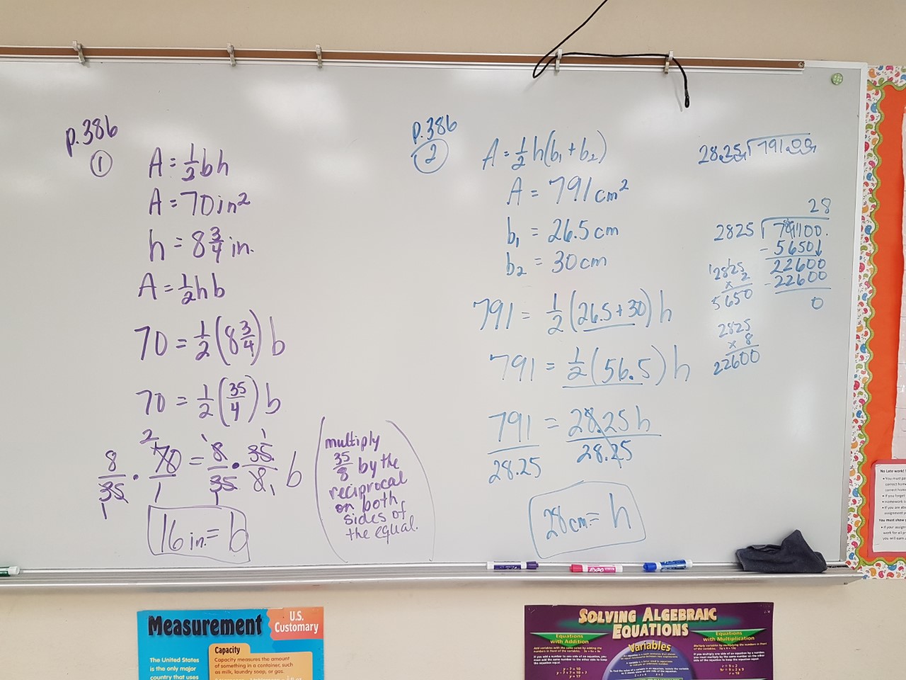 Mrs. Negron 6th Grade Math Class: Lesson 13.3 Solving Area Equations
