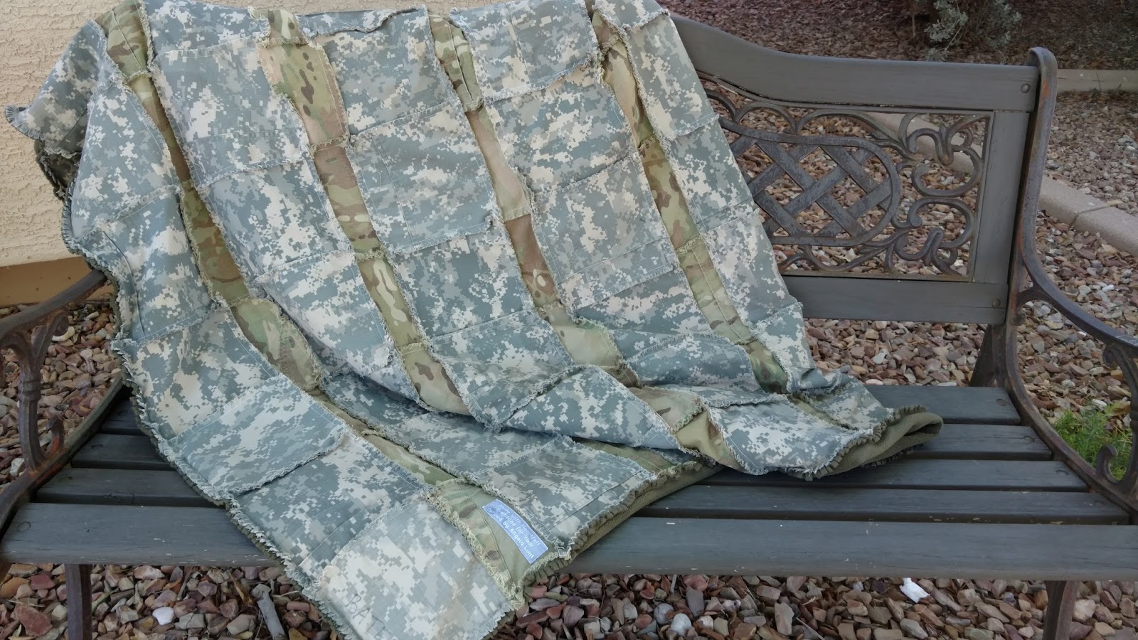 Crafty Camper Girl: Camo Rag Quilt # 5 (Military Memory Quilt)
