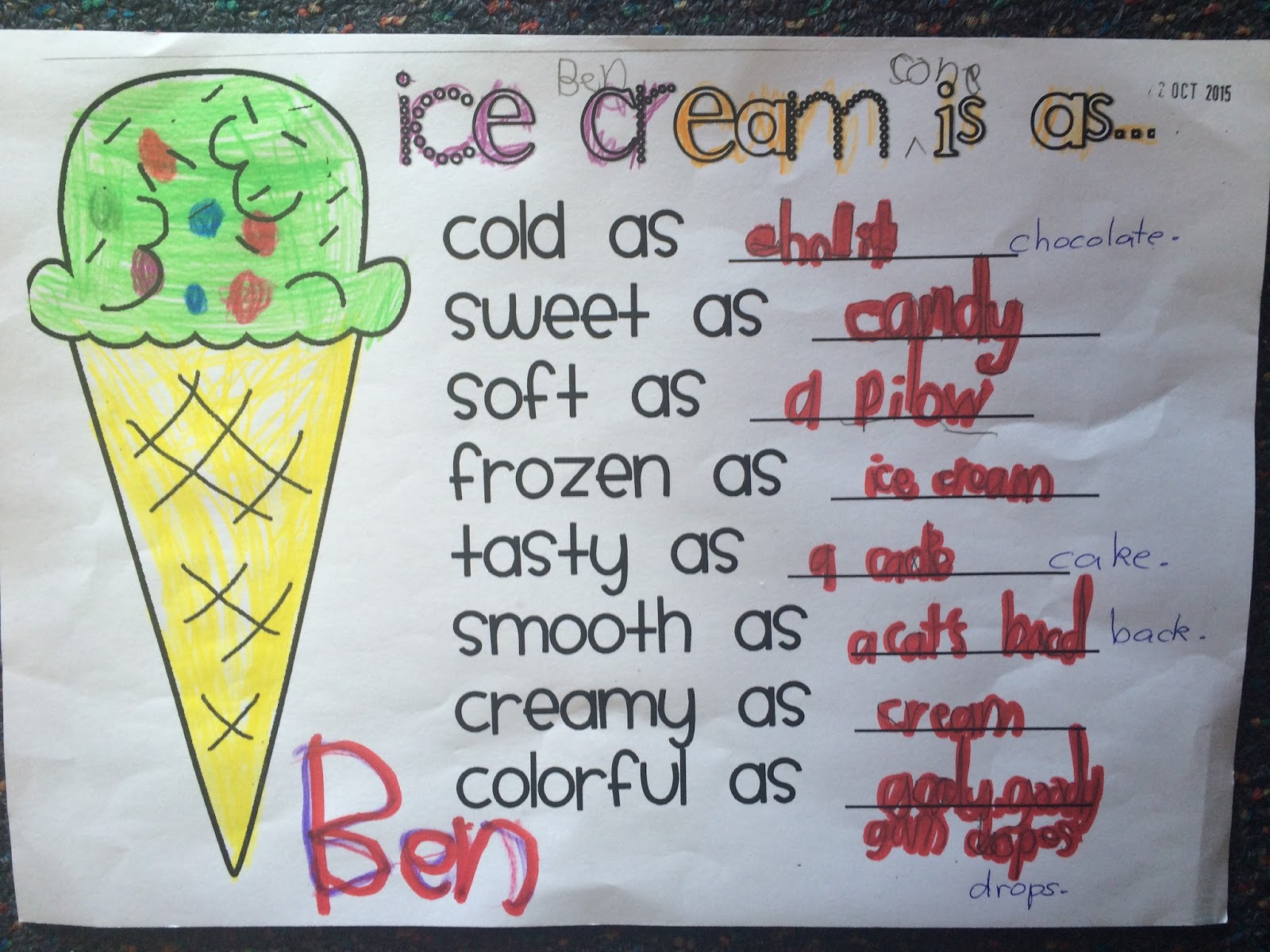 Room 2 Tuis 2015: Ice-Cream Similes