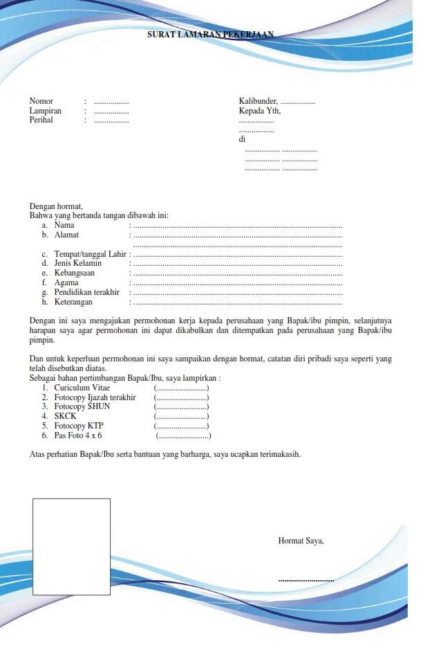DUNIA INSPIRASI: Format Surat Lamaran Pekerjaan Terbaru