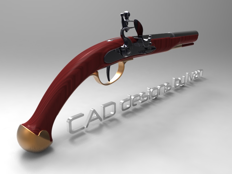 CAD designs by Ivan: Flintlock pistol (free CAD download file)