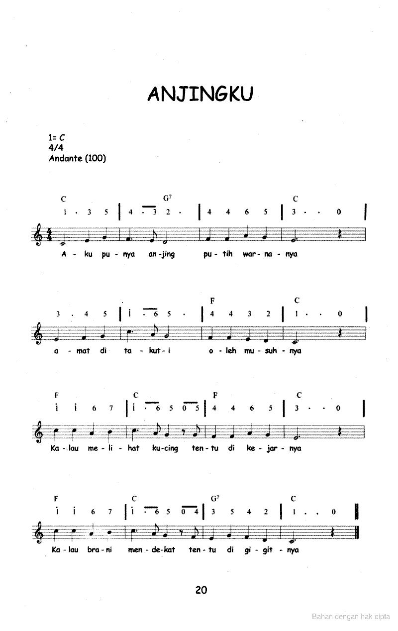 20 Koleksi Not Angka Lagu Anak - Anak