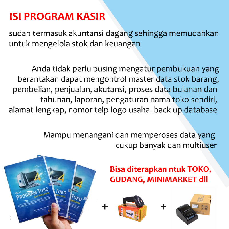 Paket Aplikasi Kasir + Barcode Scanner + Printer Struk Siap Pakai | VITB 2