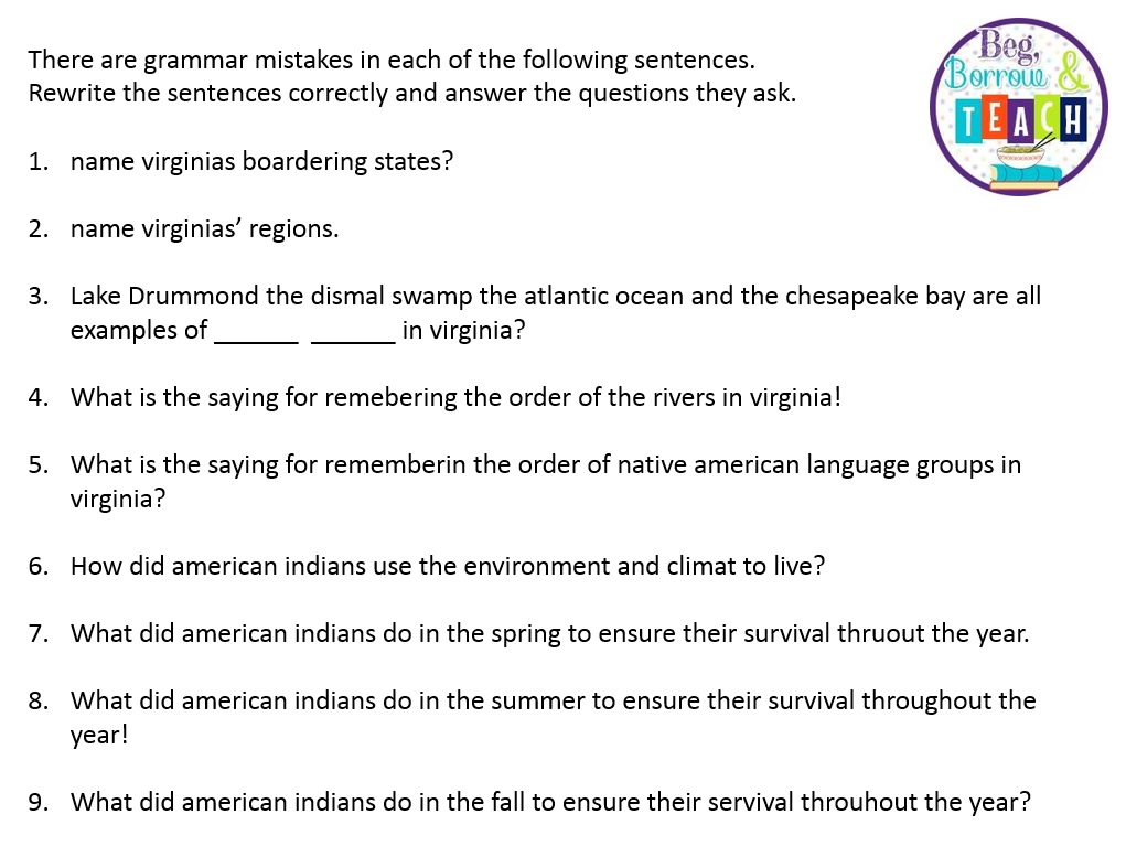 Beg, Borrow, and Teach!: Virginia Studies and Grammar