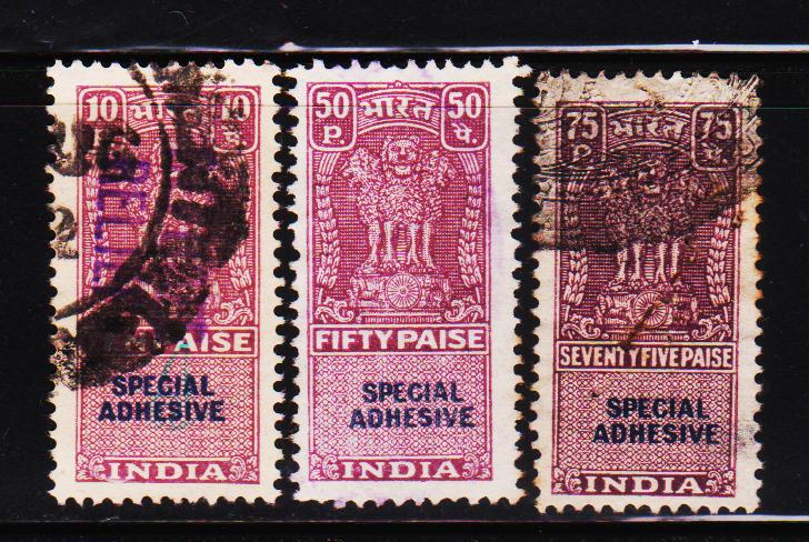 Heritage of India stamps site: India Special Adhesive fiscal stamps