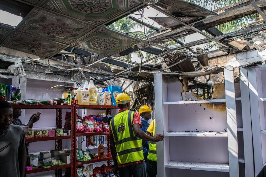 Fire outbreak at a supermarket in Festac town (photos)