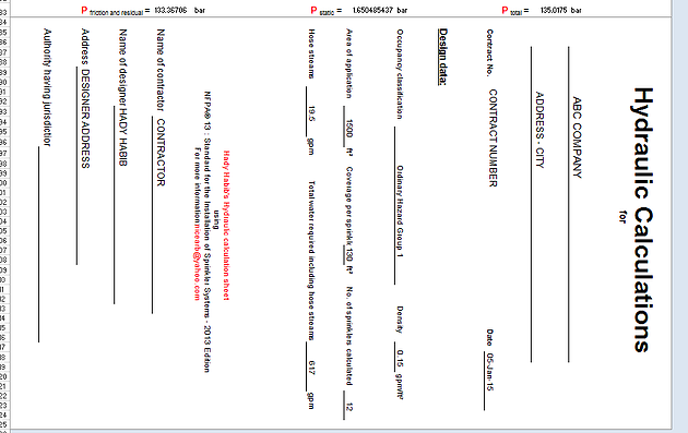 Hady Habib's Hydraulic calculation sheet ~ Hady Habib