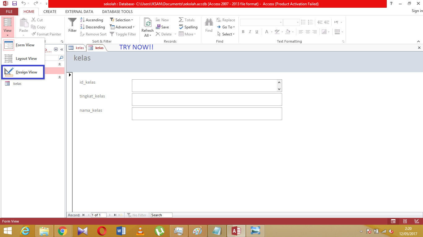 Cara Membuat Form Pada Ms.Access - Try Now Cara Membuat Form Pada Ms.Access - Try Now