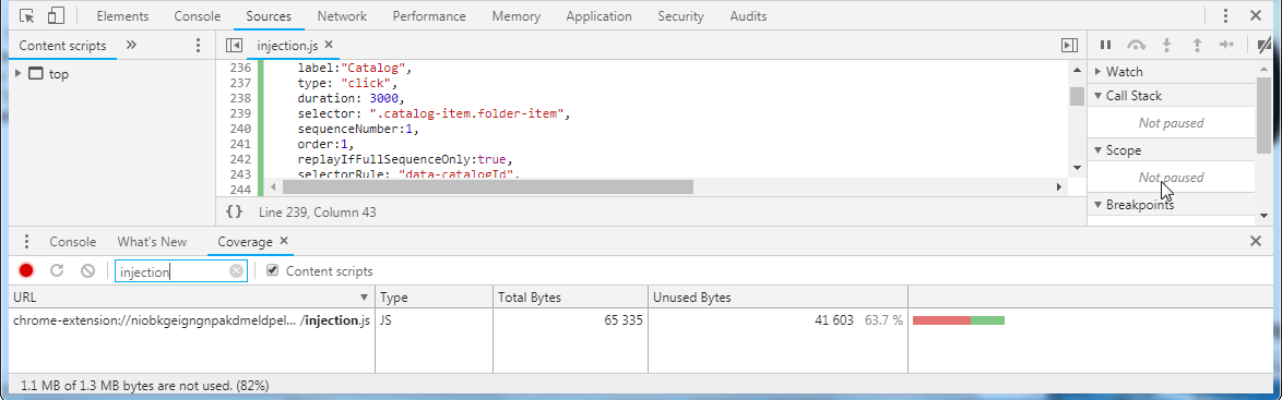Code coverage and chrome extensions