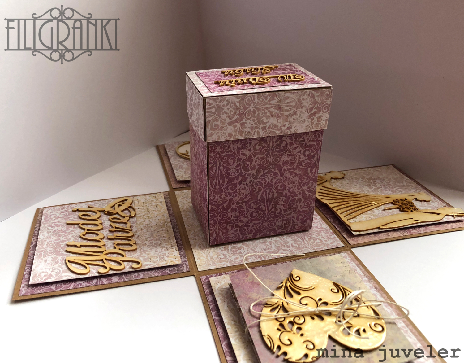 FILIGRANKI: Ślubny exploding box