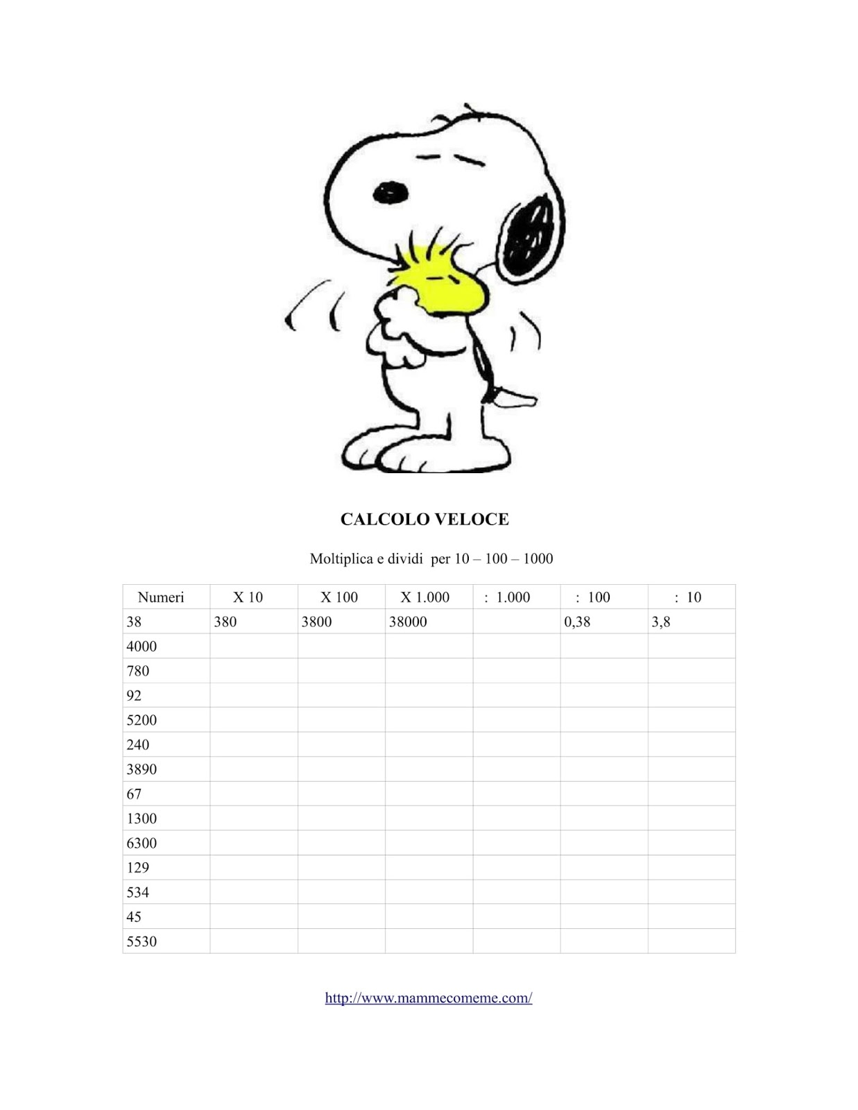 Mamme come me: Schede di ripasso di matematica classe terza elementare
