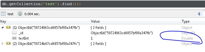 MongoDB tip, db.col.insert integer becomes double by default