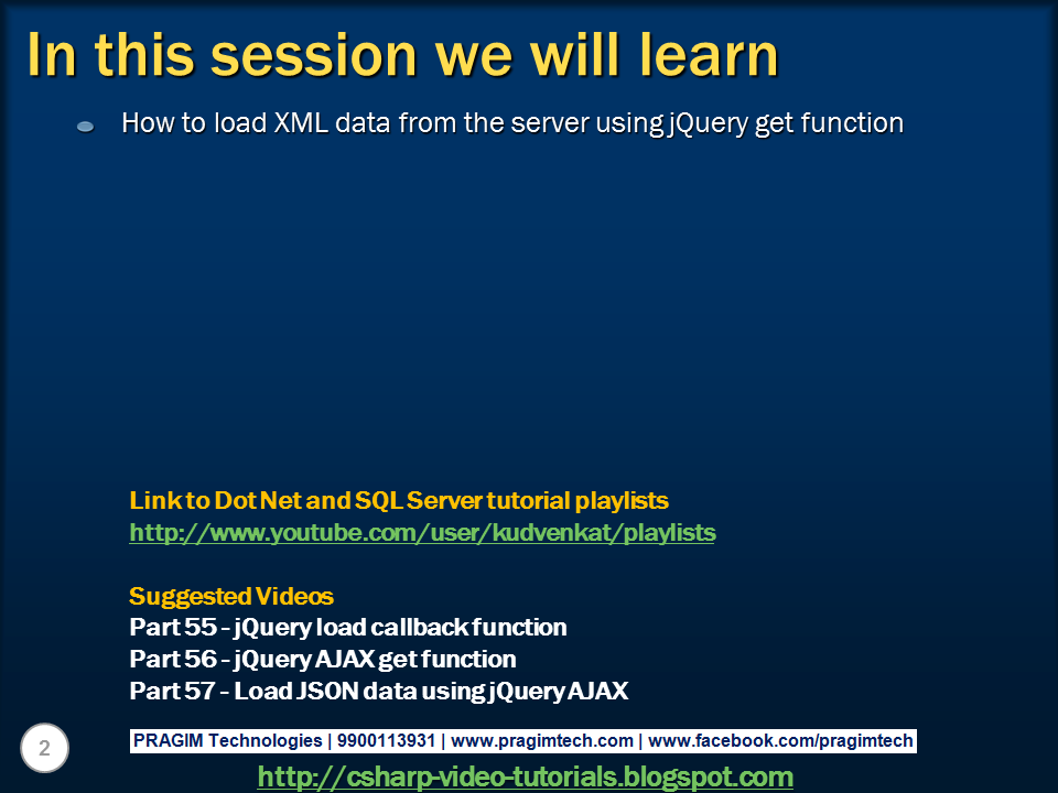 Sql Server Net And C Video Tutorial Jquery Ajax Get Xml Data