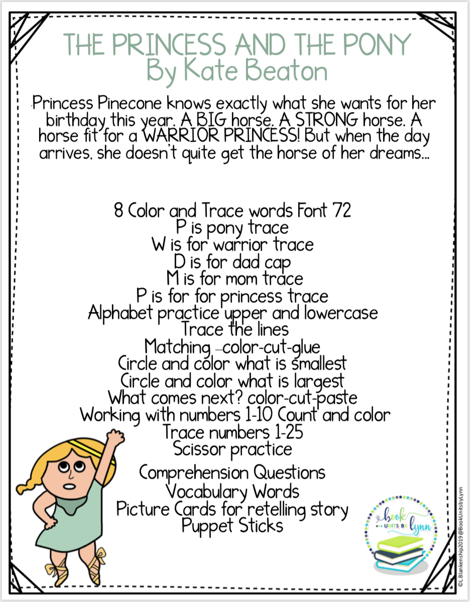 THE PRINCESS AND THE PONY BOOK UNIT ~ Book Units by Lynn