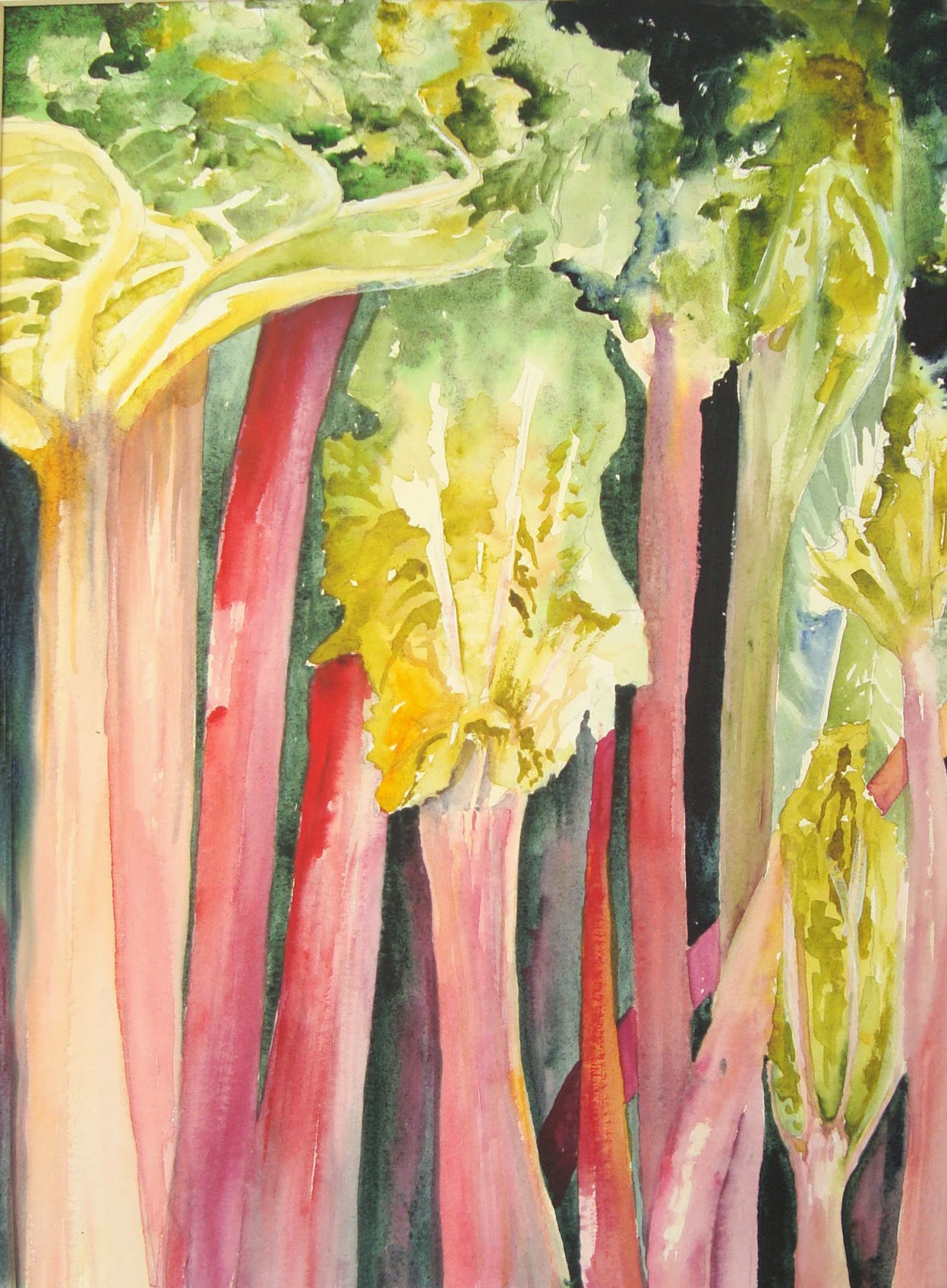 Watercolour Florals: Rhubarb