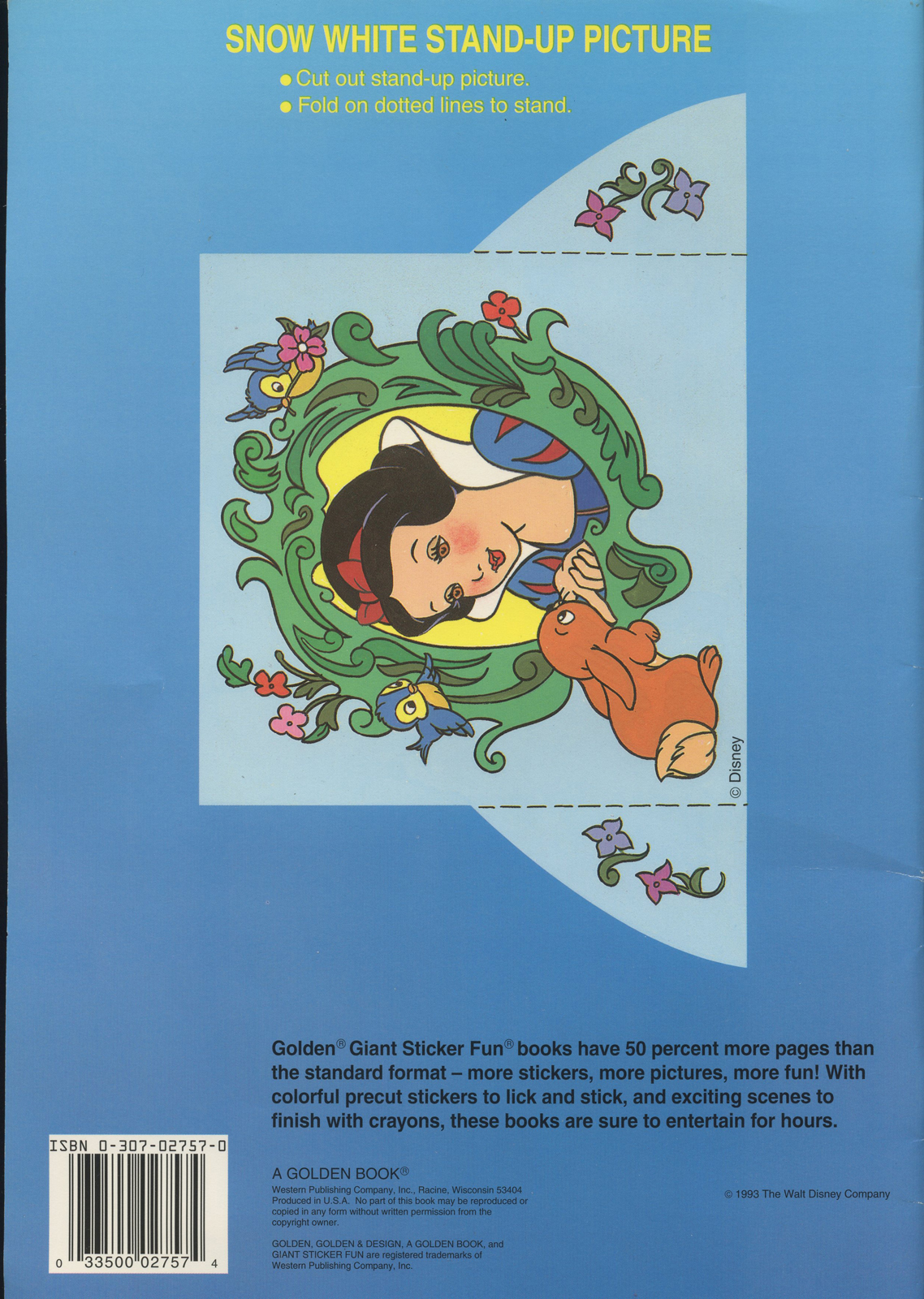 Filmic Light - Snow White Archive: 1993 Golden "Giant Sticker Fun" Book