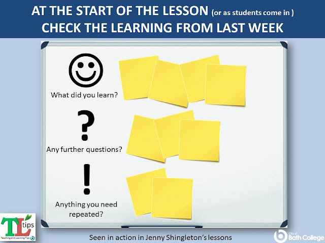 Teaching Tips - City of Bath College: Check the learning from last week