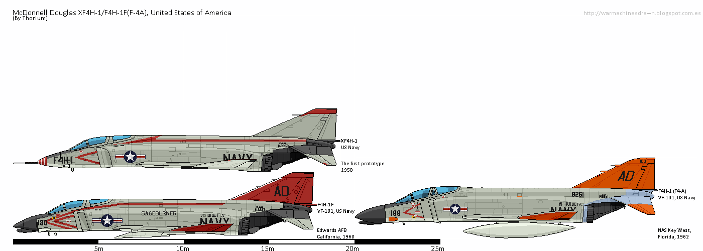 War Machines Drawn Mcdonnell Douglas Xf4h 1 And F4a Phantom Ii