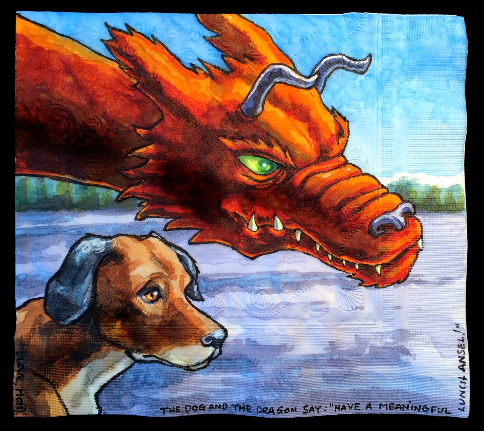 Daily Napkins: Basewood Dragon and Dog