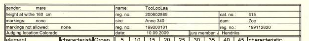 Sable Ranch Friesian Horses: Linear Score Sheet Explained