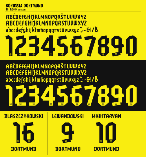Football teams shirt and kits fan: Font Borussia Dortmund 2013-14