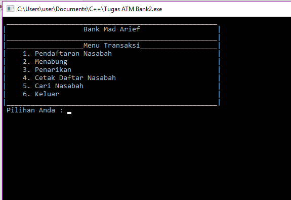Contoh Program C++ ATM Bank Versi Lengkap ~ Tutorial Belajar Coding