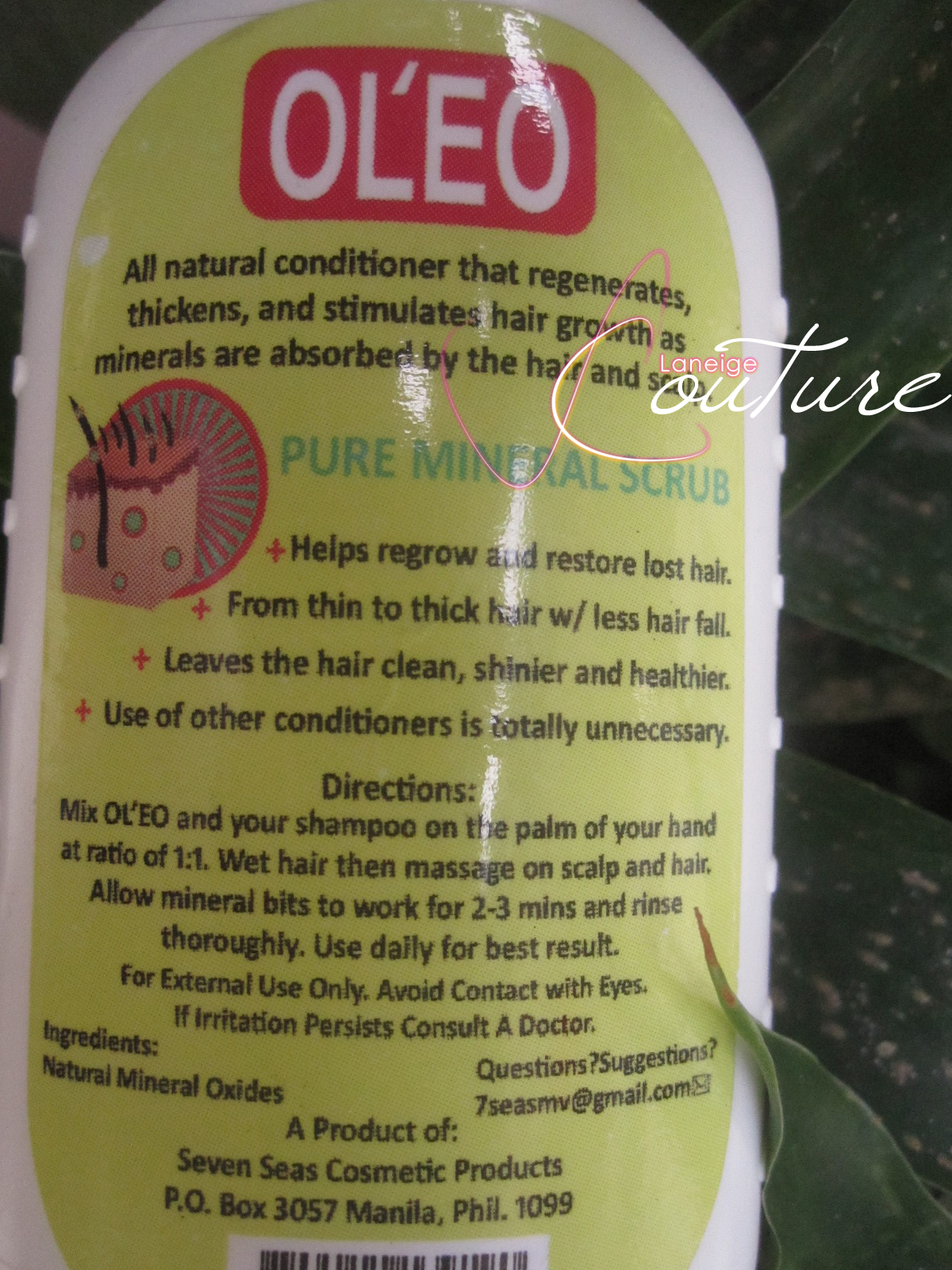 laneigecouture: Ol'eo Hair regrowth Shampoo and Conditioner review