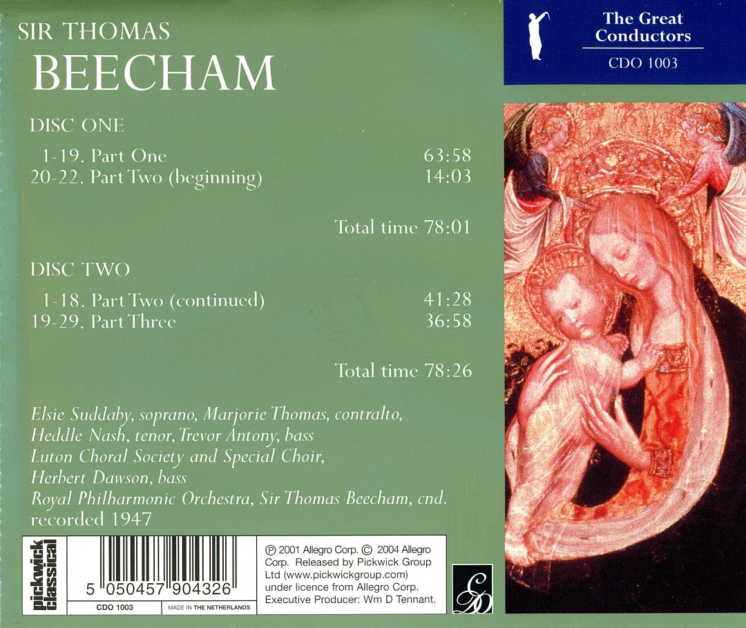 makdelart - classique: Handel - Messiah (Thomas Beecham, 1947) [2CDs]