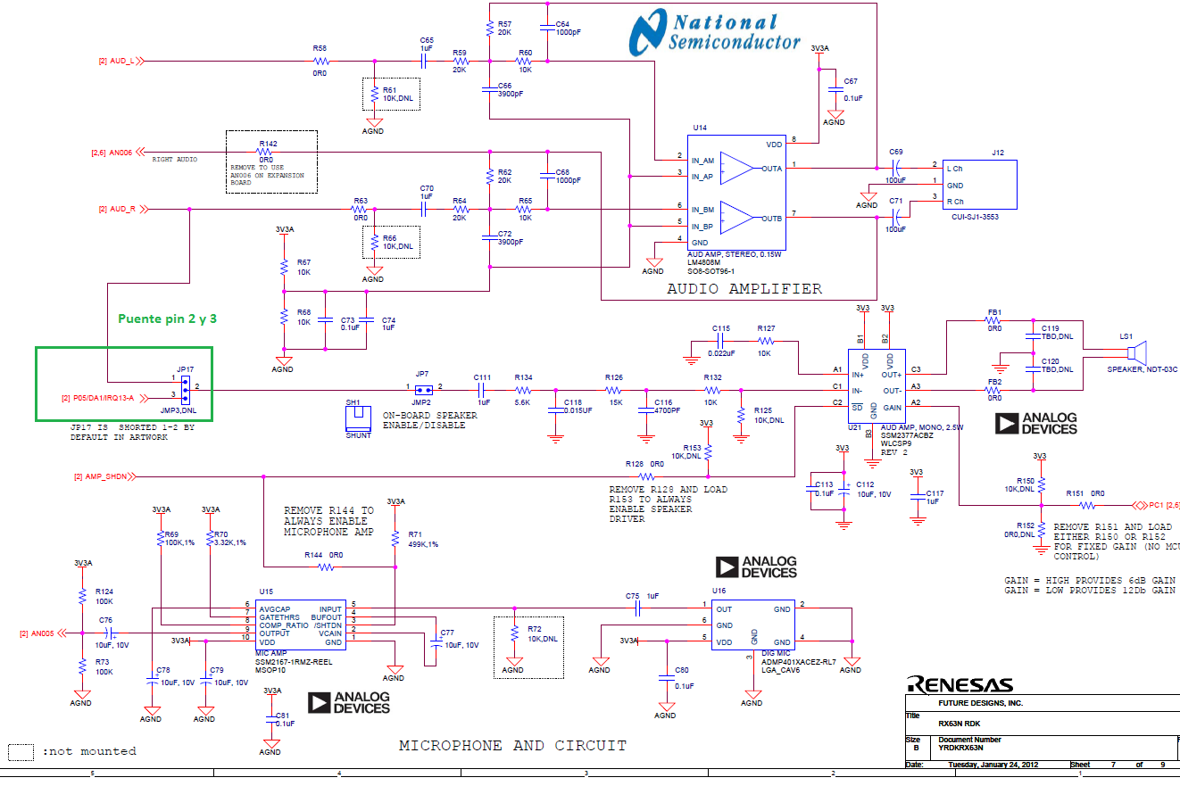 Renesas RX63N YRDKRX63N: PRACTICA # 21 MICROPHONE AND SPEAKER