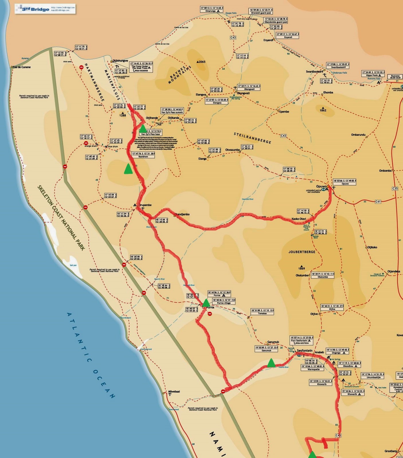 Namibia December 2014 - exploring Damaraland and the Kaokoveld: Map