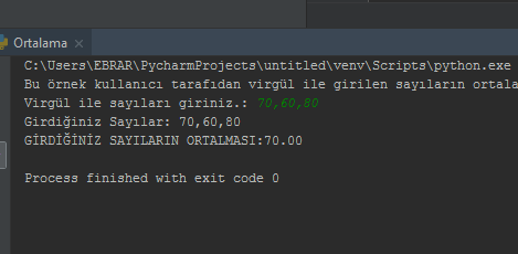 ebi: PYTHON - Ortalama Hesaplama