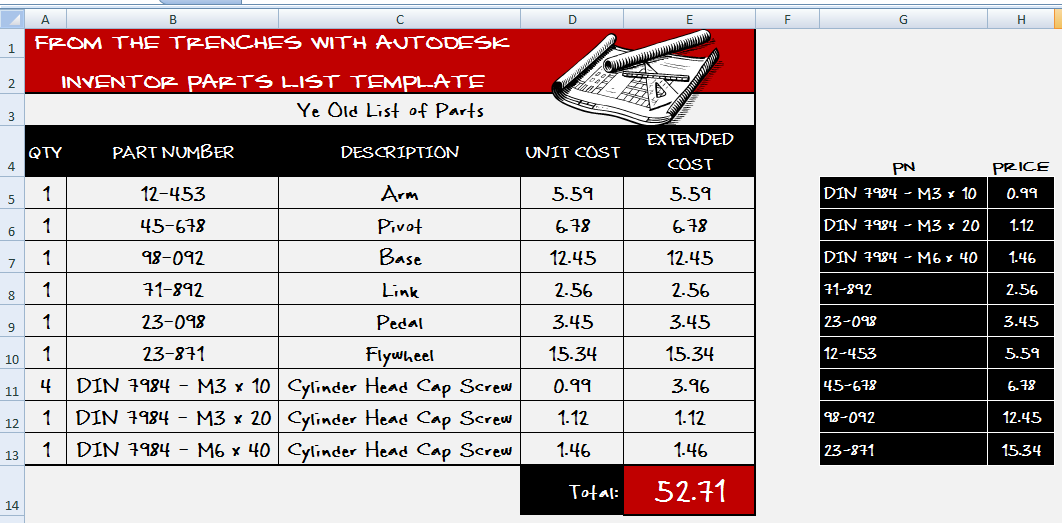 From the Trenches with Autodesk Inventor: iLogic: Export Parts List with Options