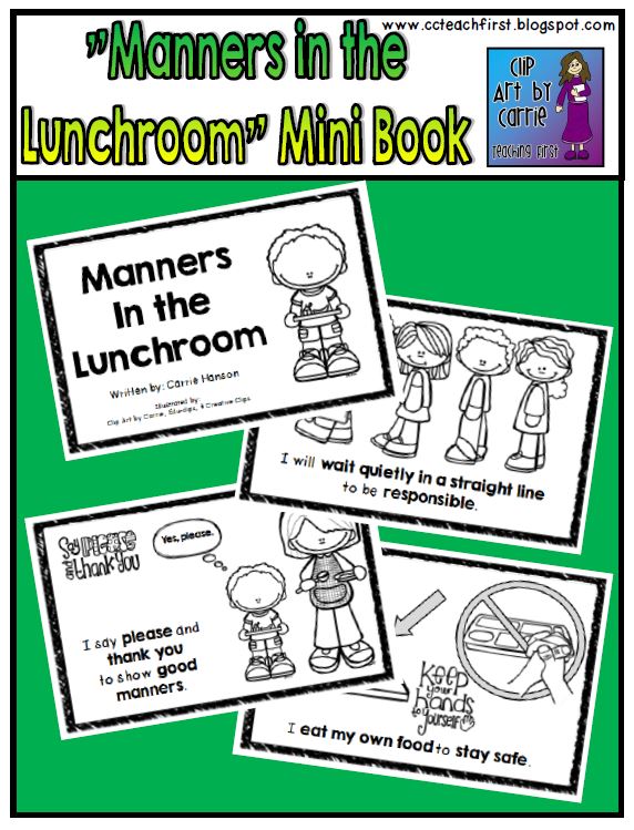 Clip Art by Carrie Teaching First: Manners in the Lunchroom Mini Book