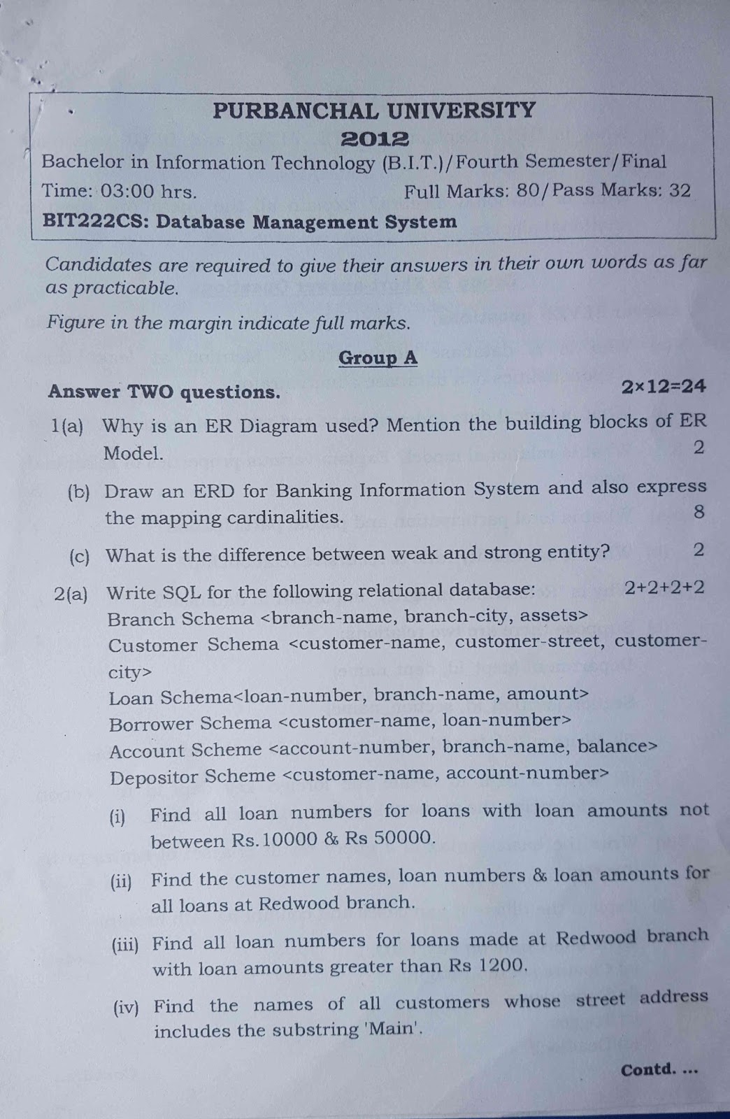 4th Semester Old Questions