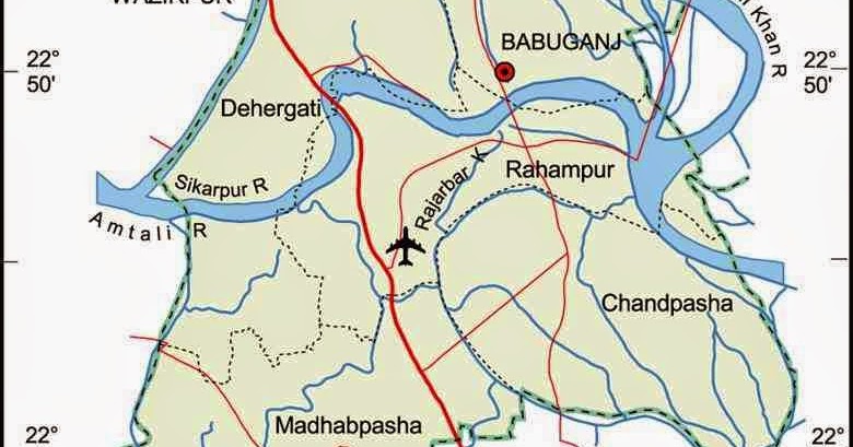 Babuganj Upazila Map, Barisal District, Bangladesh