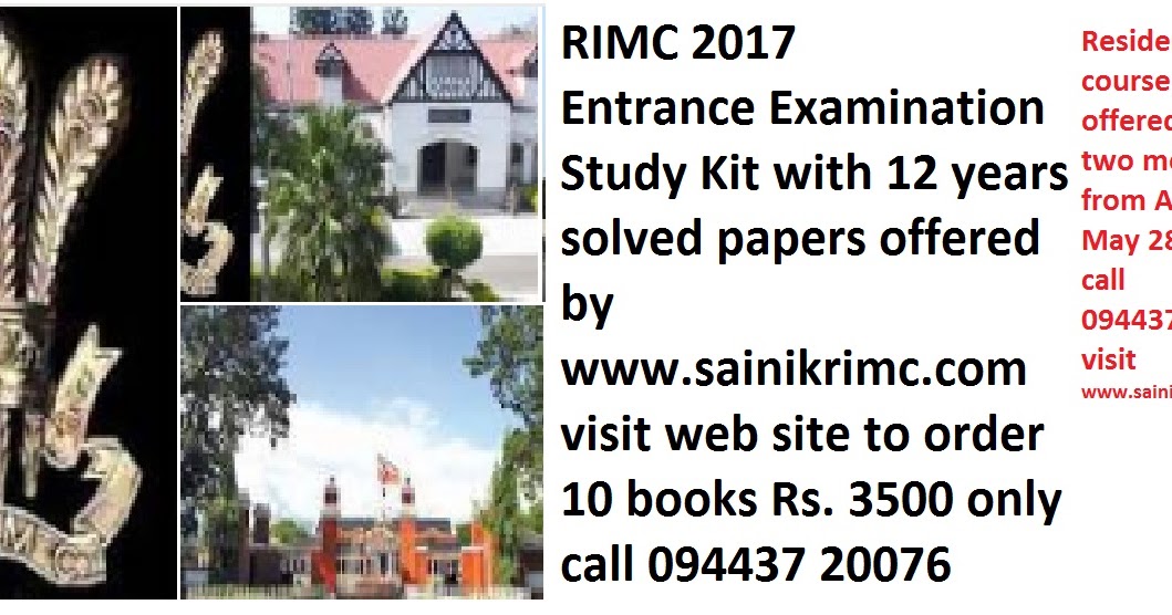 Entrance Guide for Sainik School Class VI and IX - RIMC- RMS Target 2018