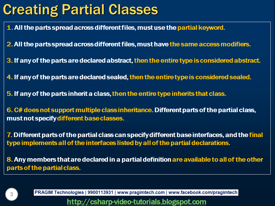 Sql server, .net and c# video tutorial: Part 62 – Creating Partial Classes