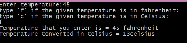 Program to convert temperature 'Celsius to Fahrenheit and from Fahrenheit to Celsius' - C++ ...