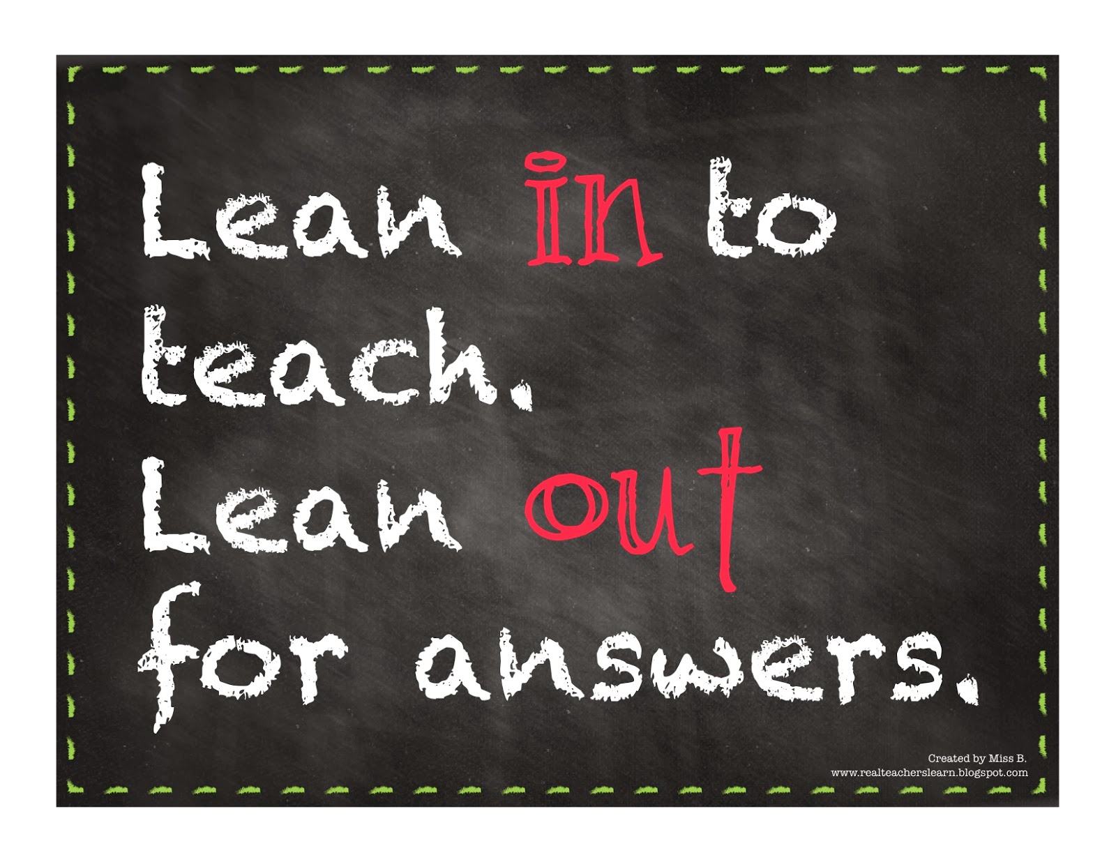 Real Teachers Learn: Guided Math: Lean In, Lean Out
