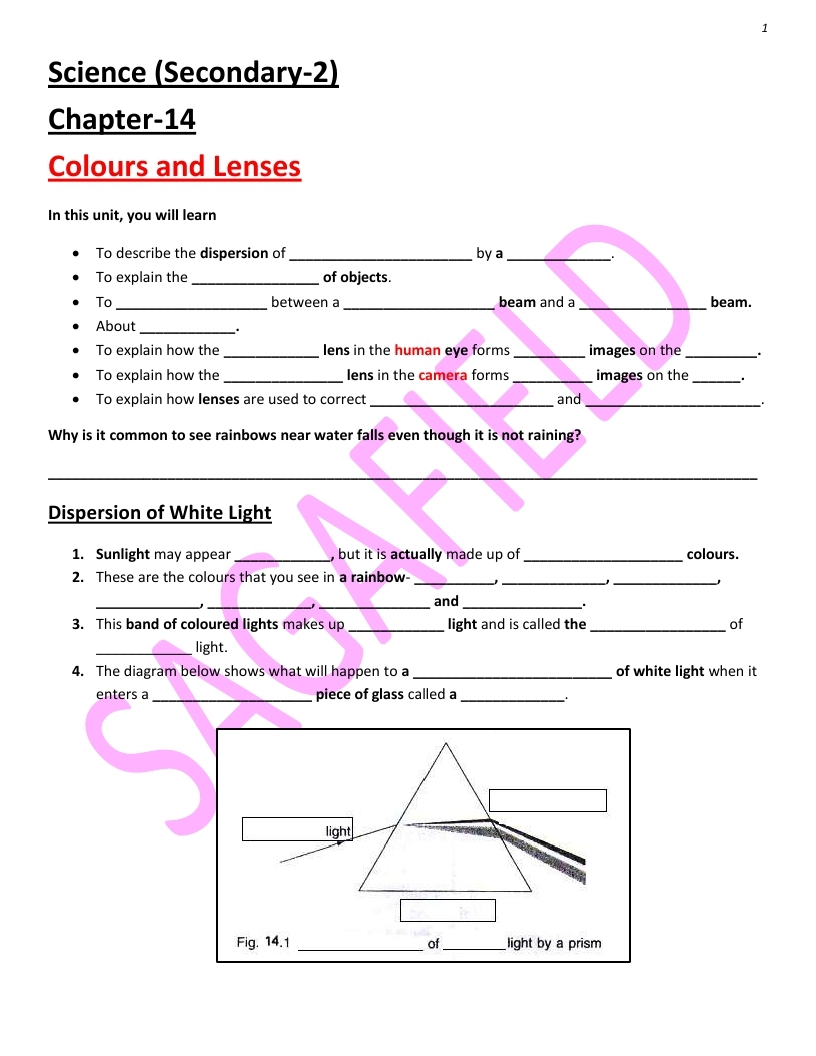 SCIENCE Secondary Two: Science Sec 2 Chapter 14E
