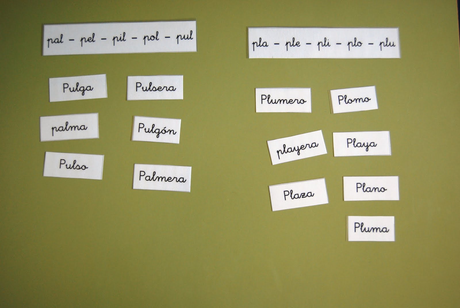 El baúl de A.L: Tarjetas de palabras