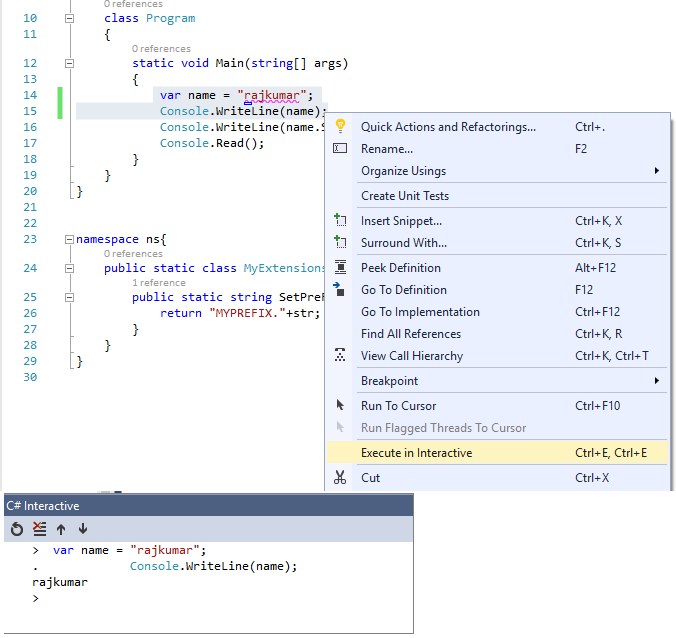 Interactive window in Visual studio - AspTricks.net