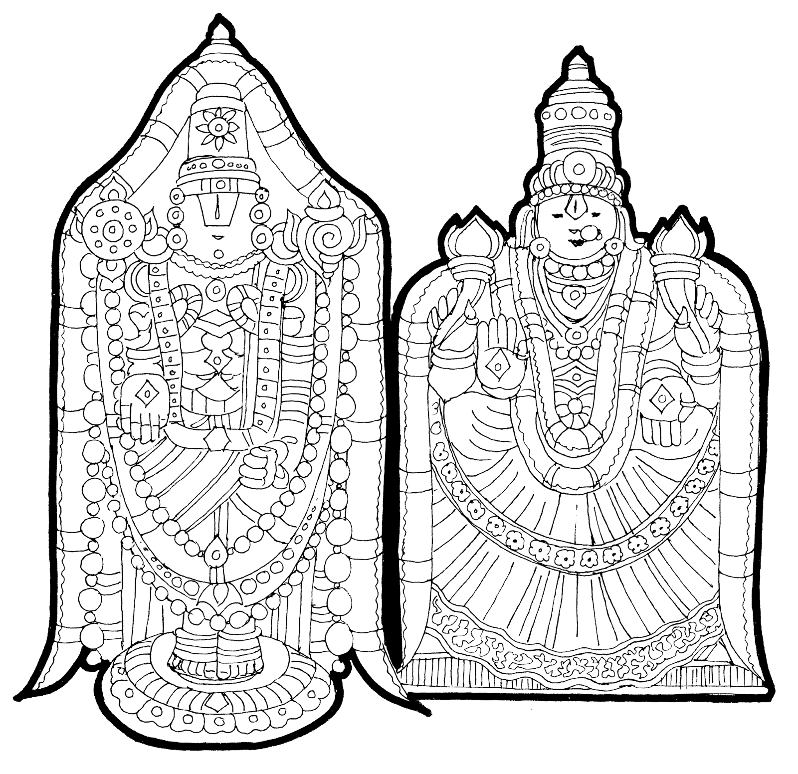 Tamil Cliparts: Venkatachalapathi Line Drawings for invitations