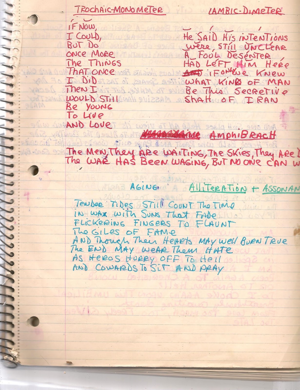 Poems: college notebooks: poetry studies