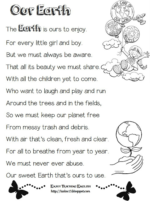 Enjoy Teaching English: EARTH DAY and RECYCLING (songs and a poem)