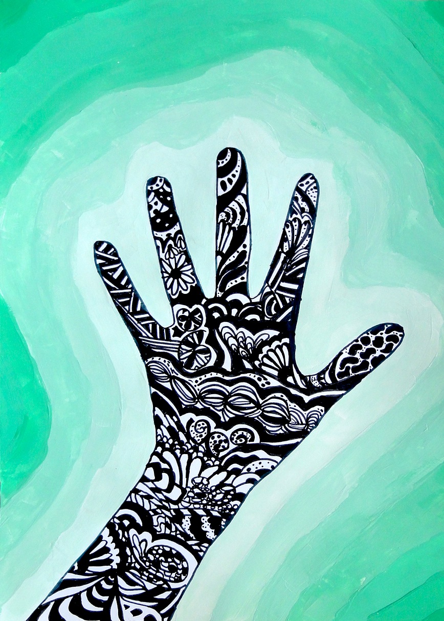 arteascuola: Zentangle hand on a value background