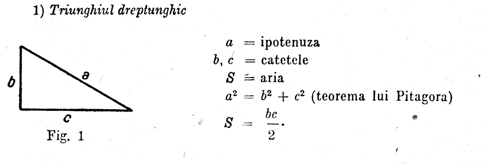 tabele matematice uzuale online: Geometria, triungiul dreptunghic